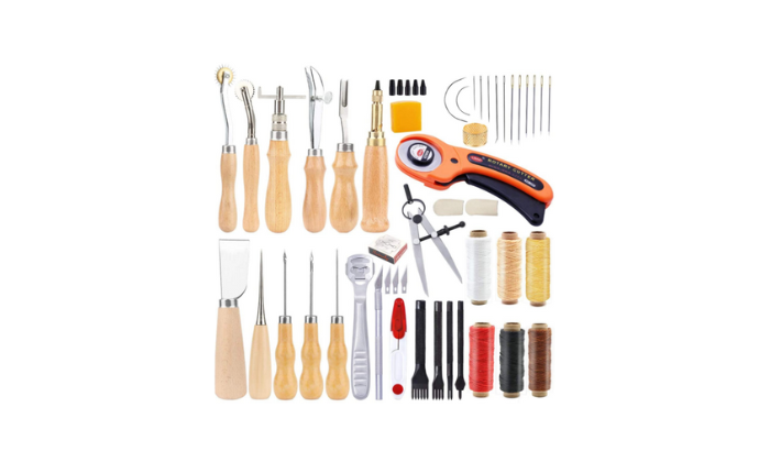 53 pce Leather Craft Tool Set for Stitching and Punching – Hyperli