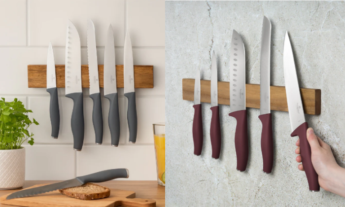 Berlinger Haus 6-Piece Stainless Steel Knife Set with Magnetic Hanger ...