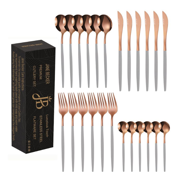 Jane Becker 24-Piece Stainless Steel Cutlery Set - Premium Quality ...